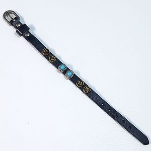 Jewelry | Handmade Leather Faux Turquoise Belt Cuff Bracelet | Poshmark